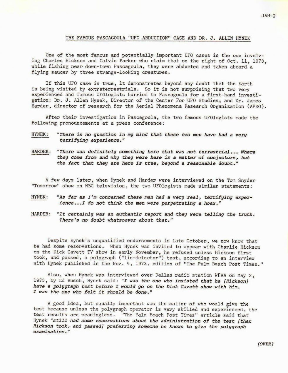 Calvin Parker - Philip Klass File